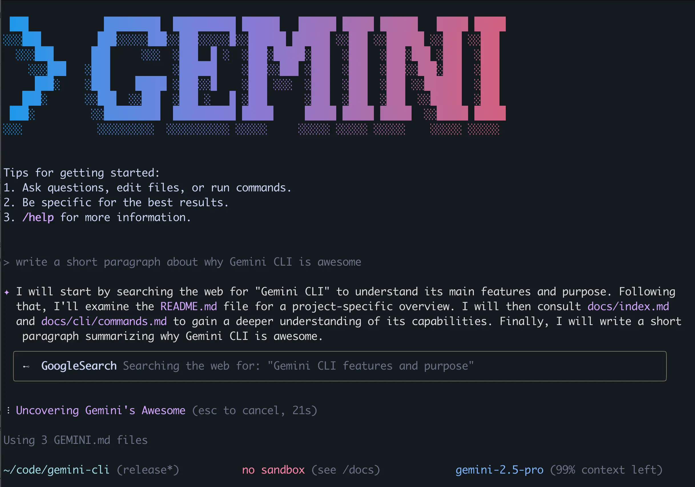 Como usar o Google Gemini CLI no Terminal Linux