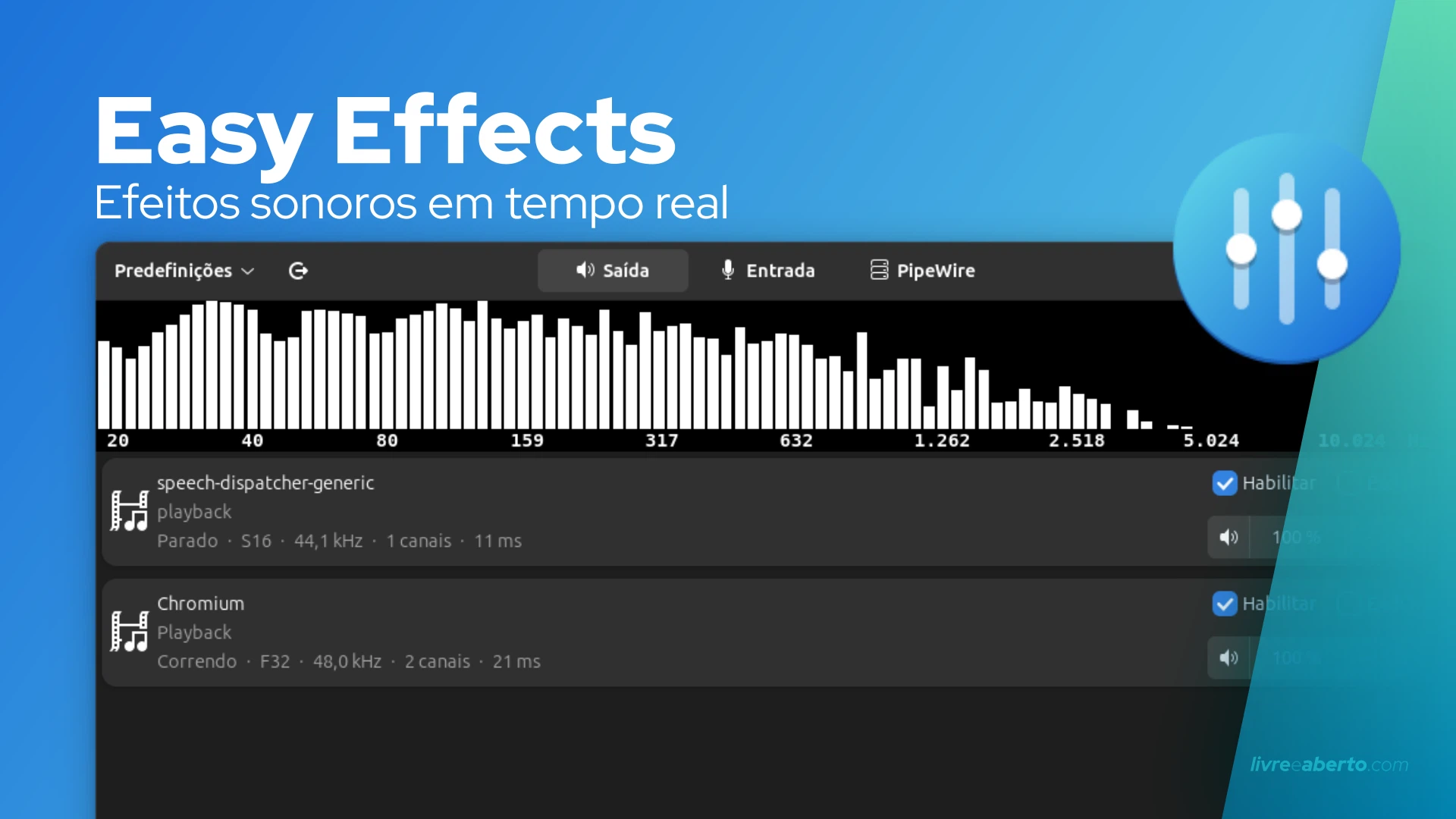 Aplique efeitos em tempo real ao áudio com Easy Effects