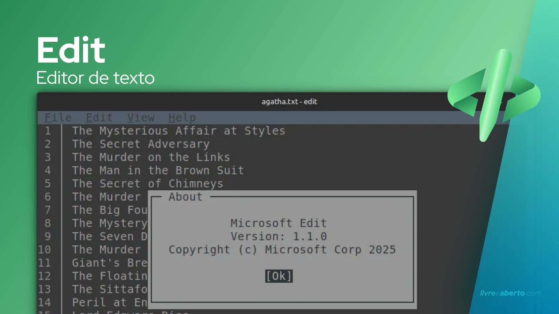 Edit é um novo editor para terminal de código aberto lançado pela Microsoft