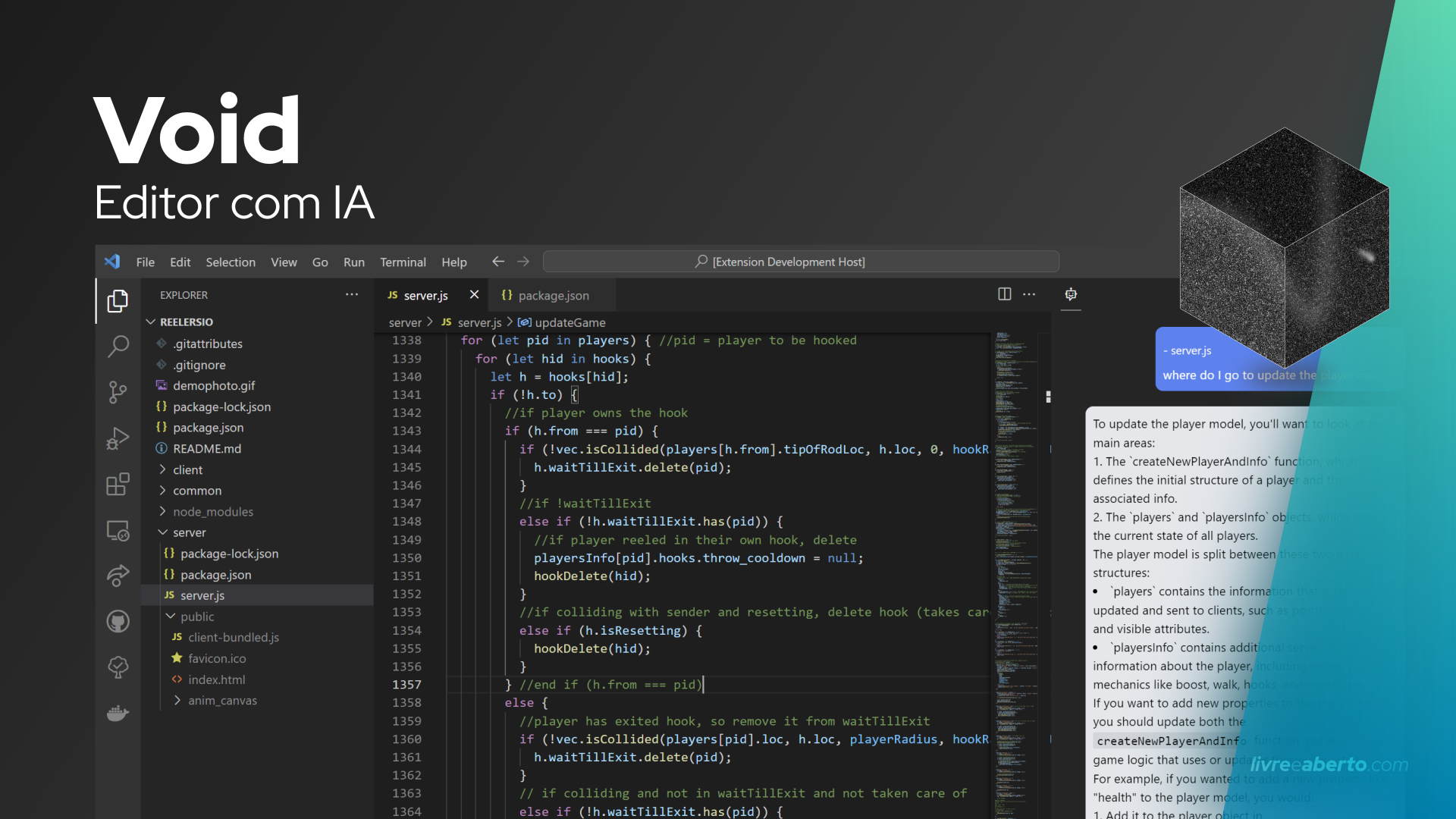 Editor de texto Void: alternativa de código aberto ao Cursor